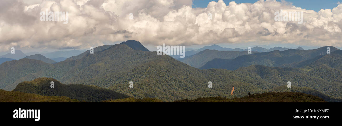 A band of cumulus clouds forming over the Cordillera del Condor on the ...