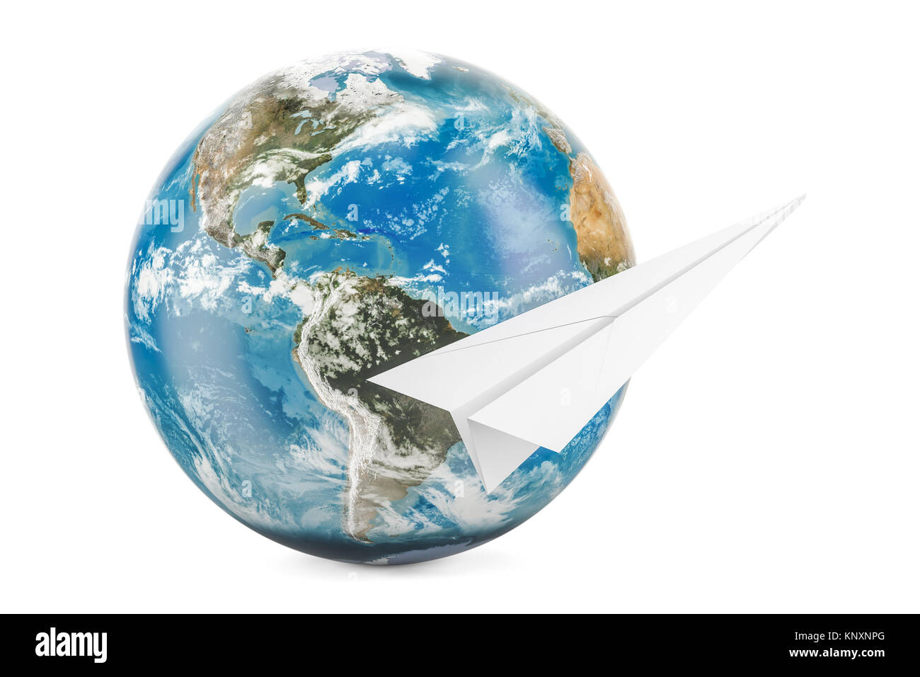 Earth Globe with paper plane , 3D rendering Stock Photo - Alamy