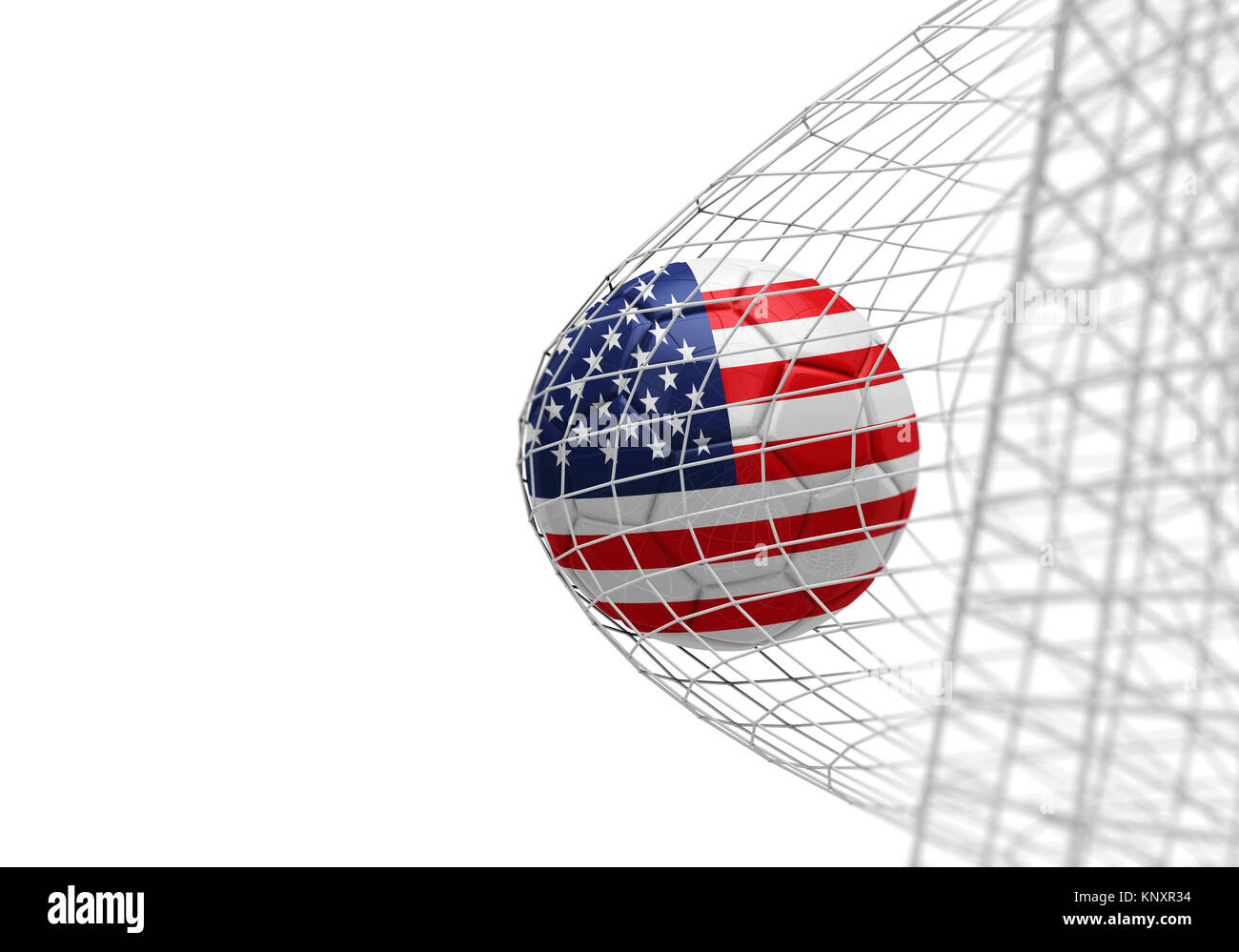 USA flag soccer ball scores a goal in a net Stock Photo - Alamy