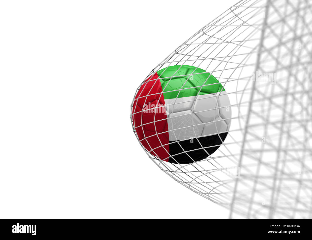 UAE flag soccer ball scores a goal in a net Stock Photo - Alamy