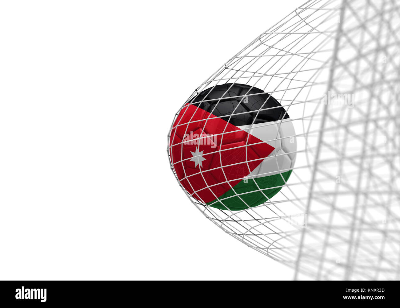 Jordan flag soccer ball scores a goal in a net Stock Photo - Alamy