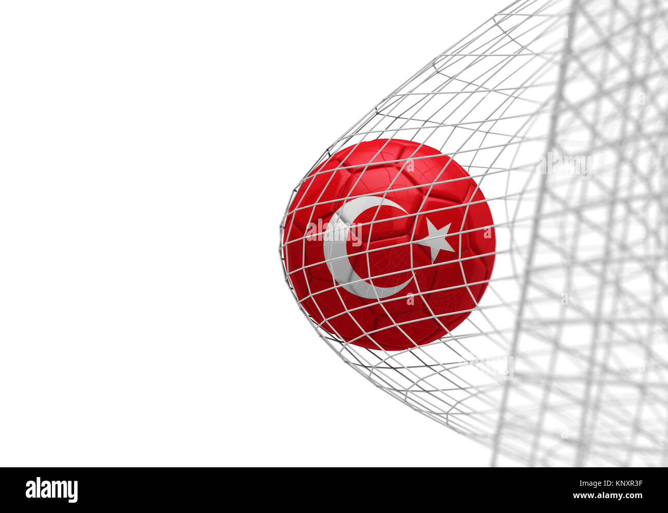 Turkey flag soccer ball scores a goal in a net Stock Photo - Alamy