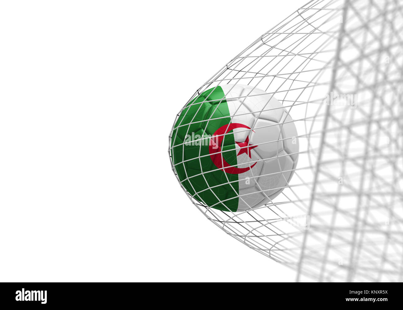 Algeria flag soccer ball scores a goal in a net Stock Photo - Alamy