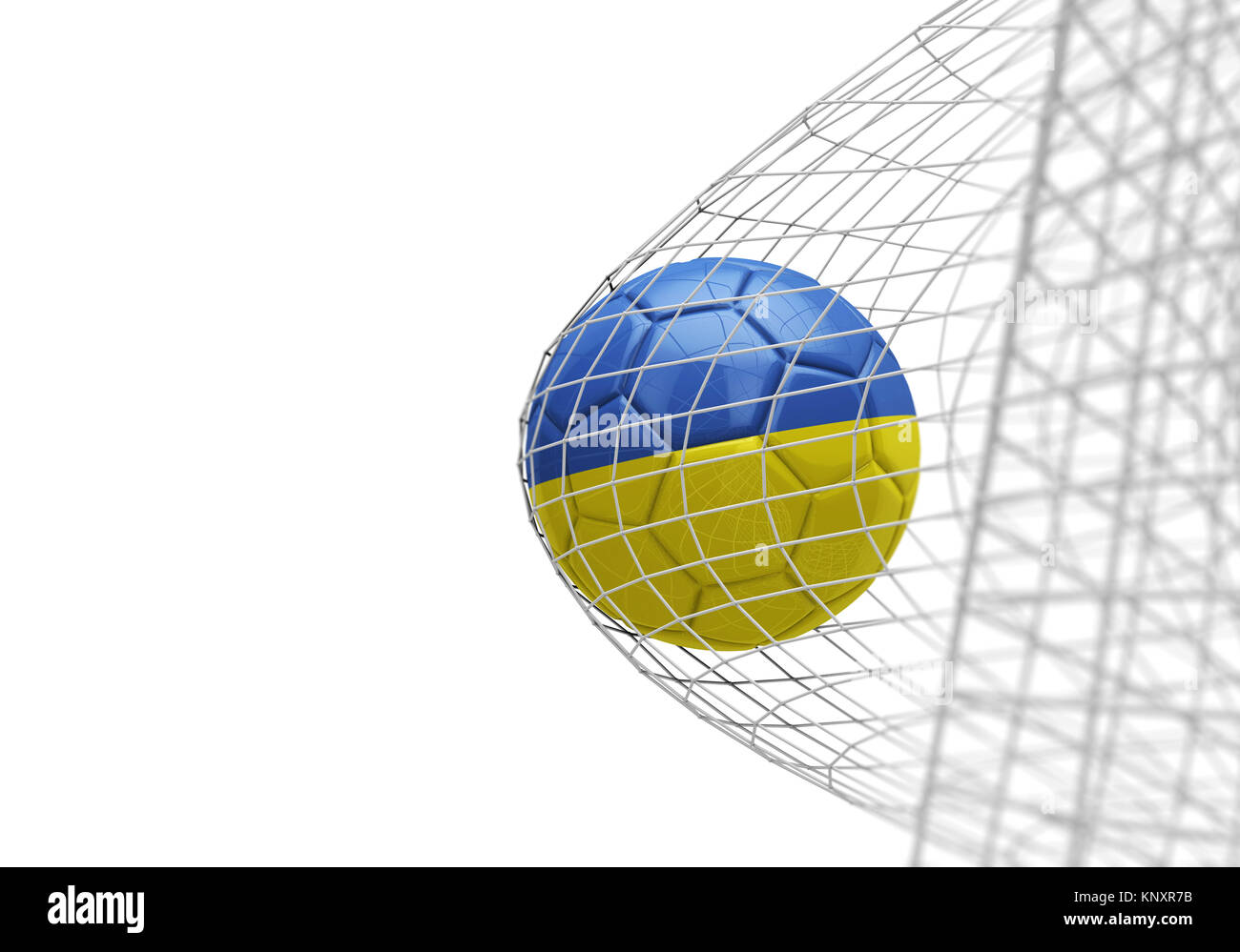 Ukraine flag soccer ball scores a goal in a net Stock Photo - Alamy