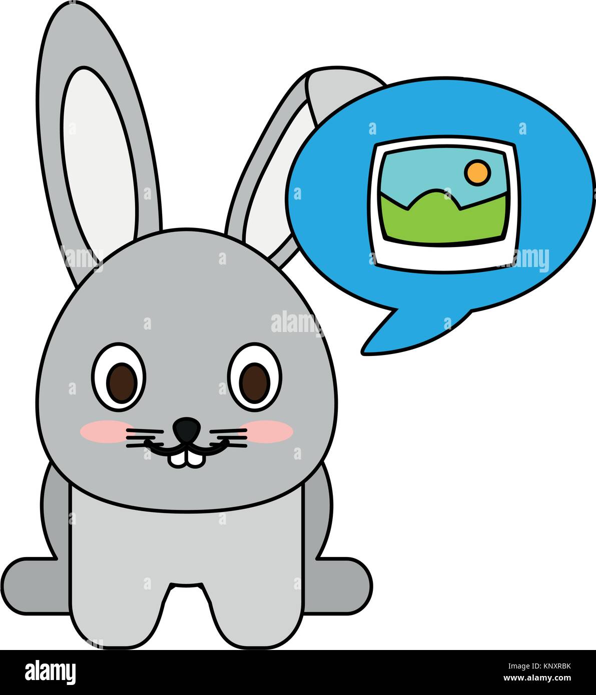 Cute bunny with picture on speech bubble Stock Vector Image & Art - Alamy