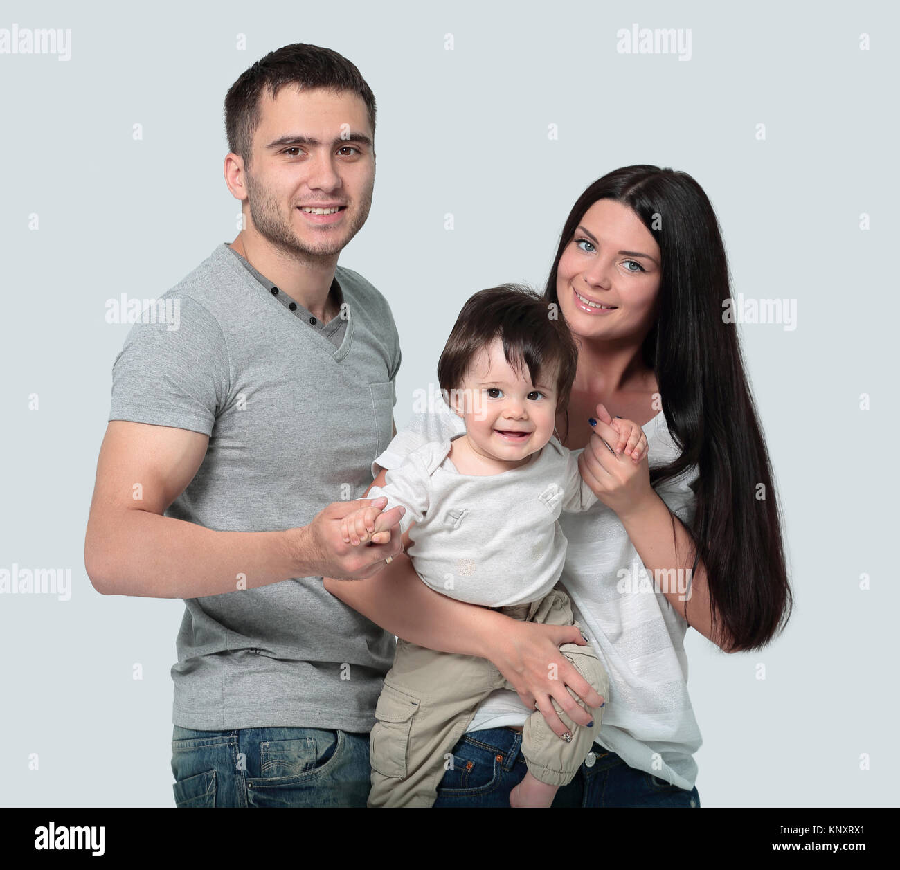 happy smiling family isolated on white background Stock Photo - Alamy