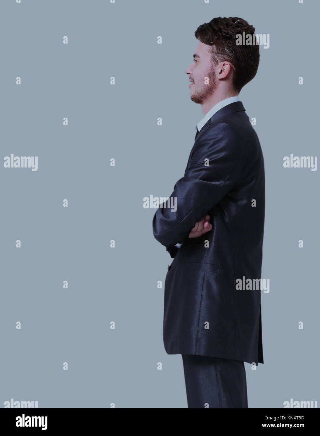 Full length profile of a middle aged business man Stock Photo - Alamy
