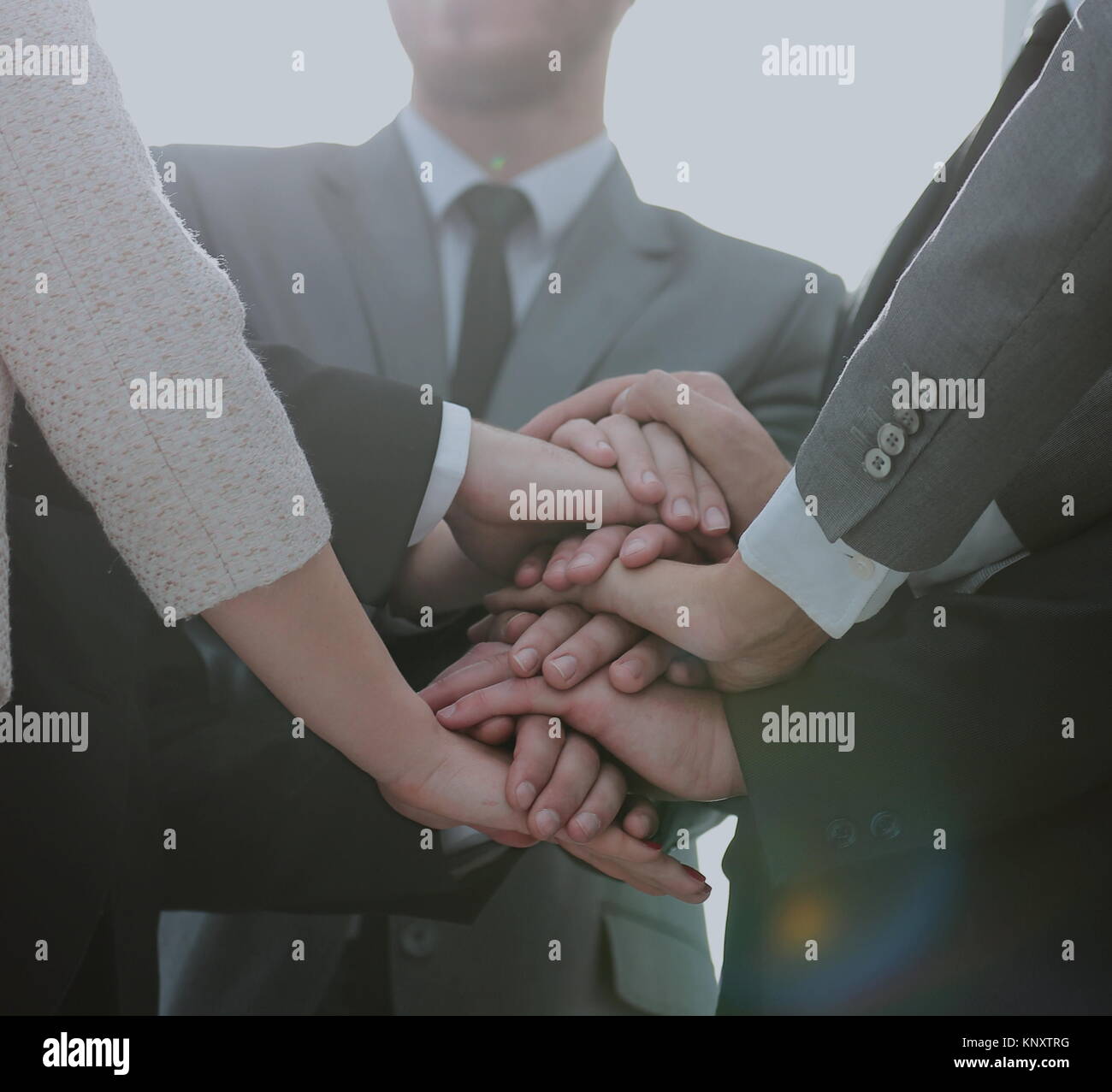 Business people join hand together during their meeting Stock Photo - Alamy