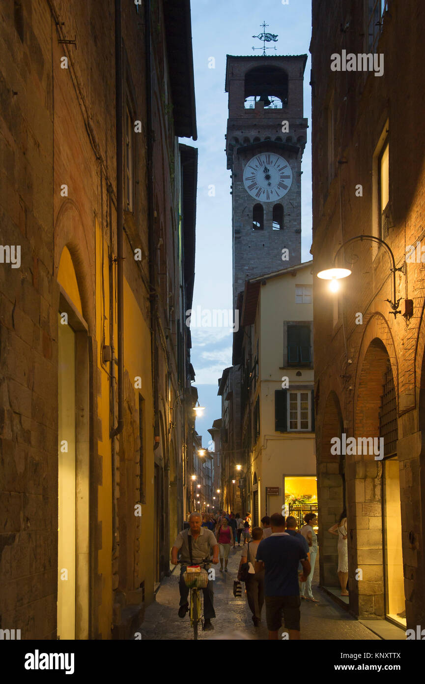 Torre delle Ore (Clock Tower) in Historic Centre in Lucca, Tuscany ...