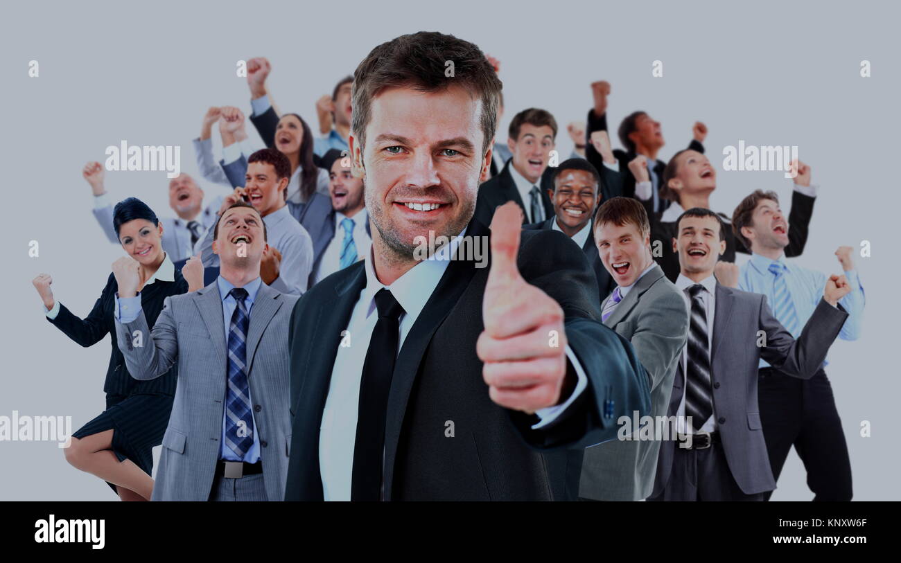 Happy business group Stock Photo - Alamy