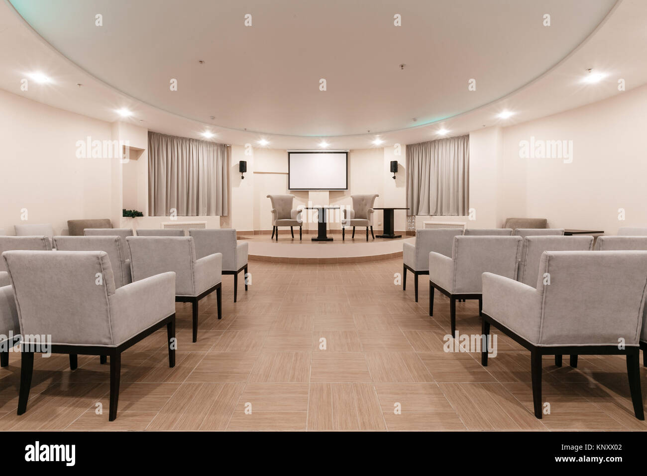 Row of chairs in boardroom. seats in an empty conference room Stock ...