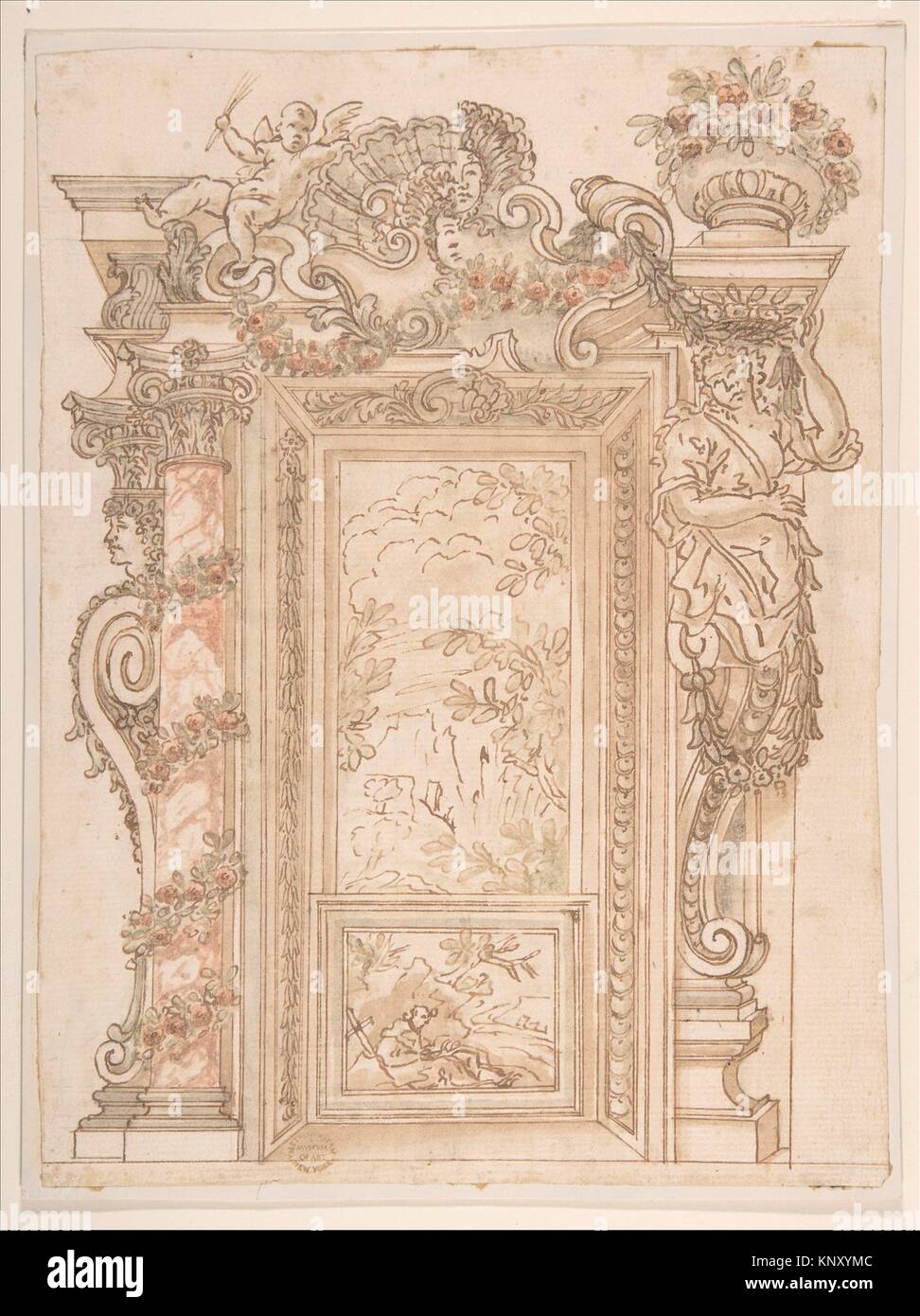 Designs for a Niche. Artist: Anonymous, Italian, Roman-Bolognese, 17th ...