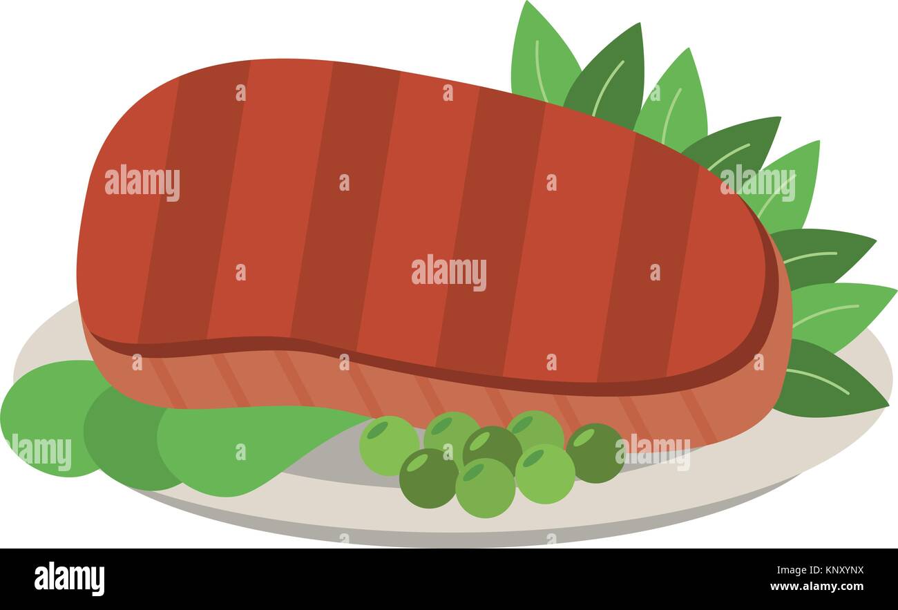 Delicious meat on dish Stock Vector Image & Art - Alamy