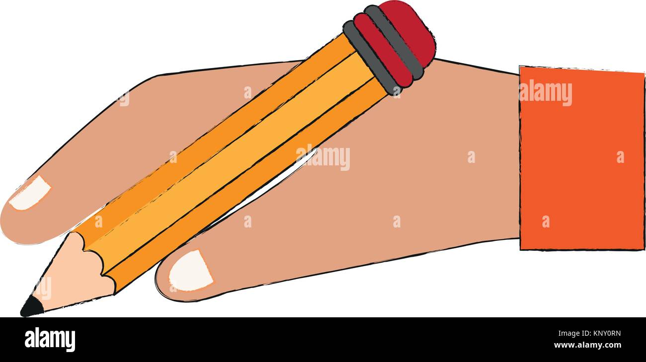 Hand holding pencil Stock Vector Image & Art - Alamy