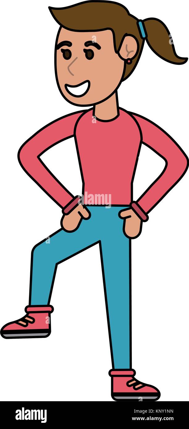 Woman doing aerobics cartoon Stock Vector Image & Art - Alamy