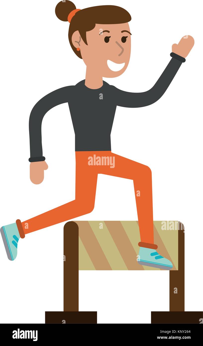 Woman jumping a barrier cartoon Stock Vector Image & Art - Alamy