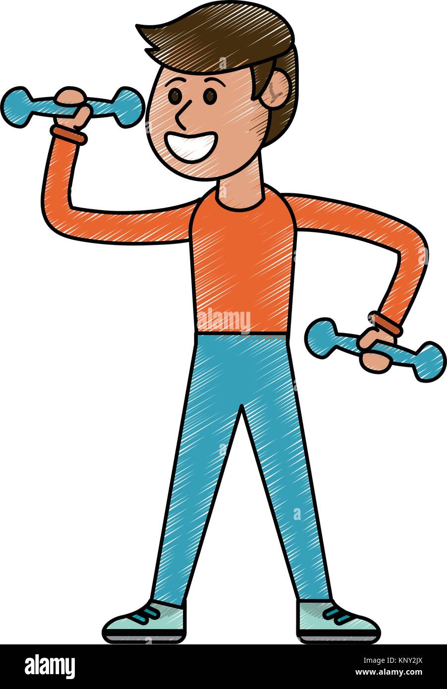 Man doing exercise with dumbbells cartoon Stock Vector Image & Art - Alamy