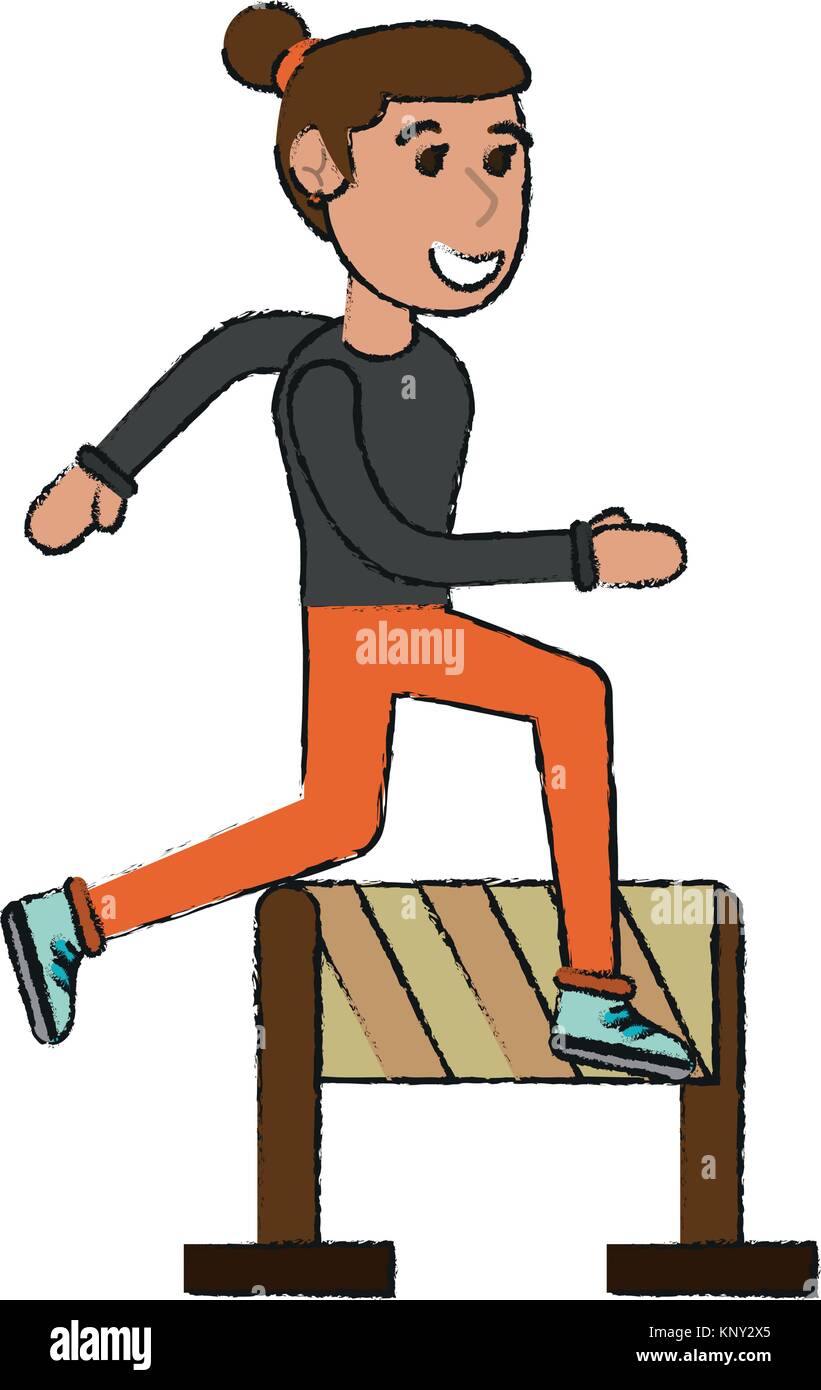 Woman jumping a barrier cartoon Stock Vector Image & Art - Alamy