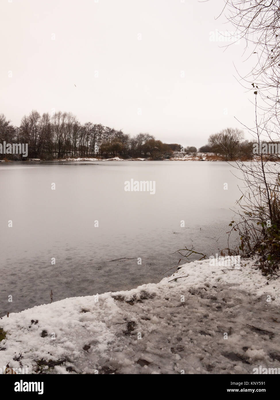 frozen over winter water surface lake december country outside ...