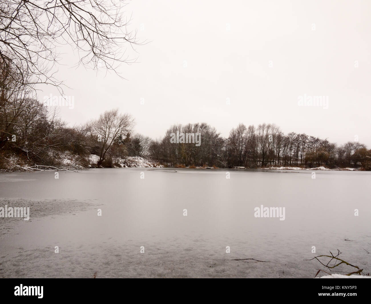 frozen over winter water surface lake december country outside ...