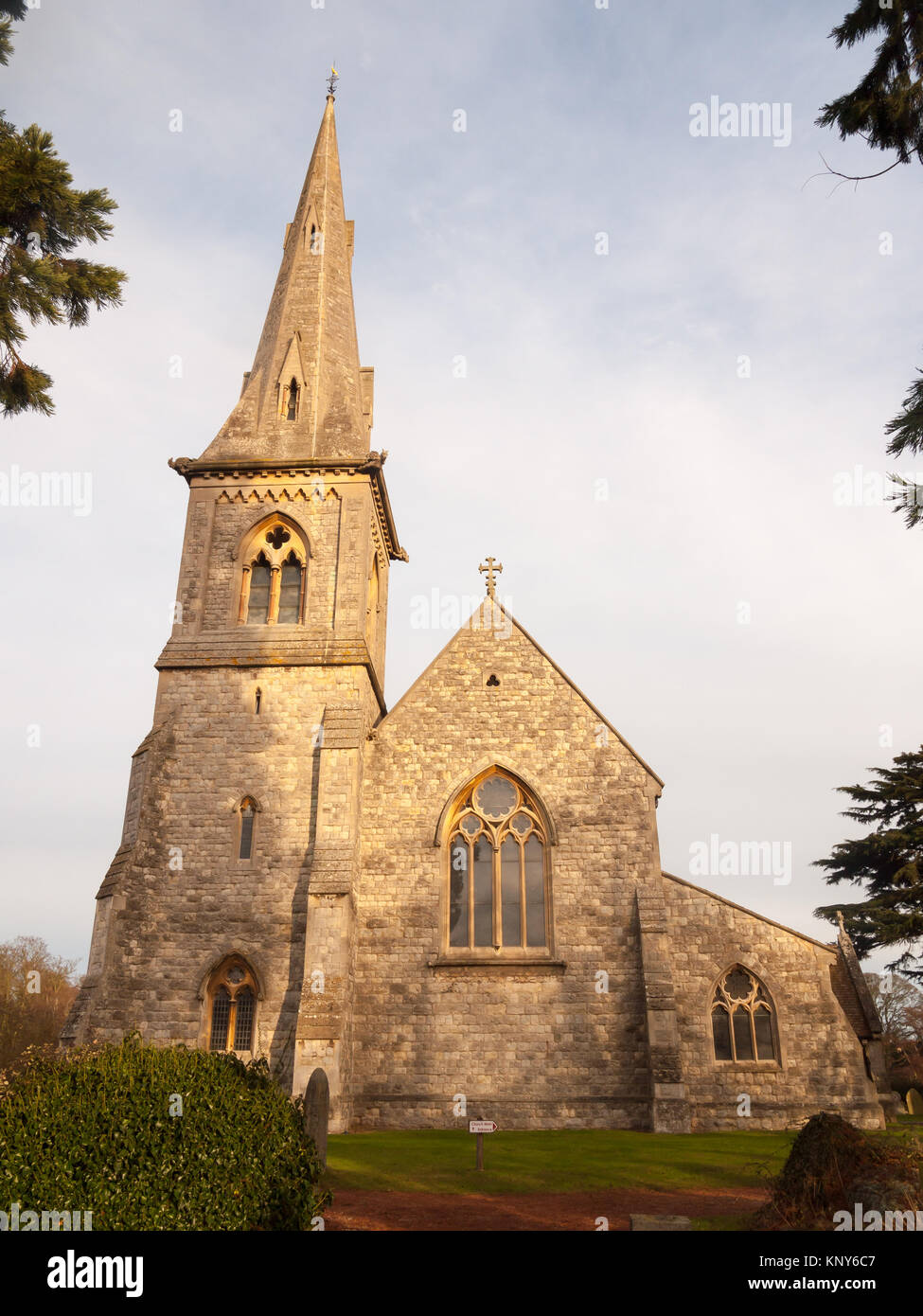 full frontal view of old stone christian english church in mistley ...