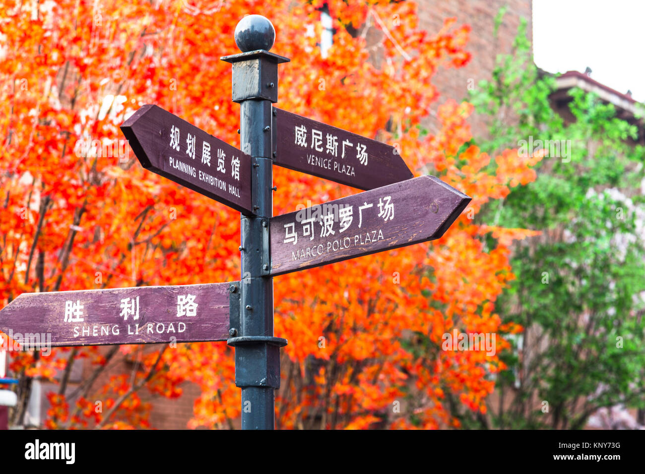 street signpost in modern city of China Stock Photo - Alamy