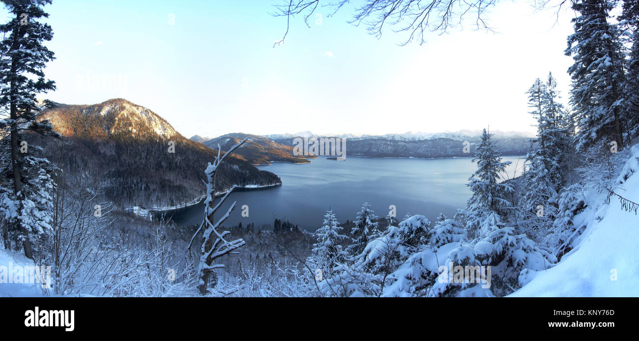 walchensee panorama in winter Stock Photo - Alamy
