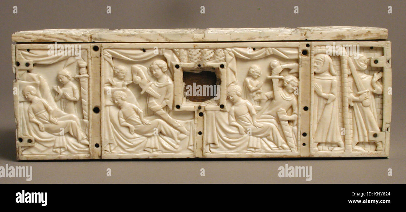 French ivory casket dating circa 1320–1340, featuring carved romance ...