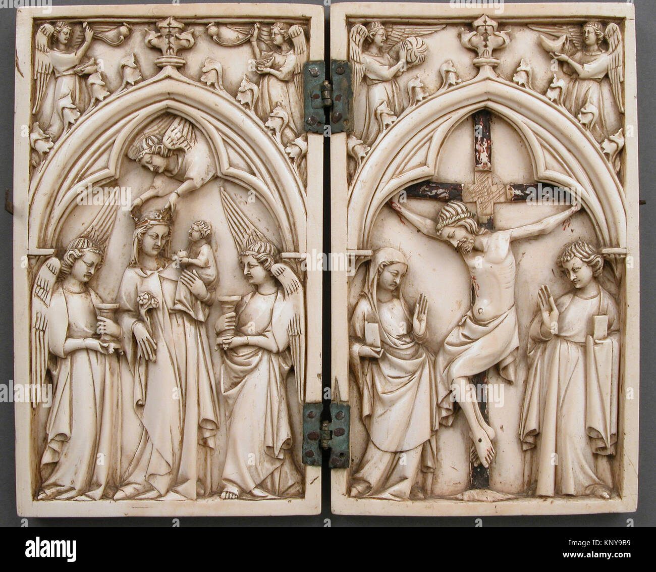 Diptych with Virgin and Child and Crucifixion MET sf17-190-284s1 464283 French, Diptych with ...