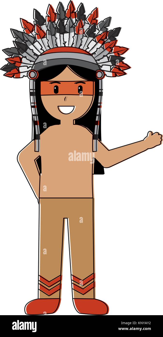 native indian american with war bonnet traditional clothes Stock Vector ...