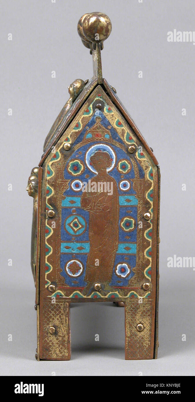French 13th-century chasse in copper-gilt and champlevé enamel ...