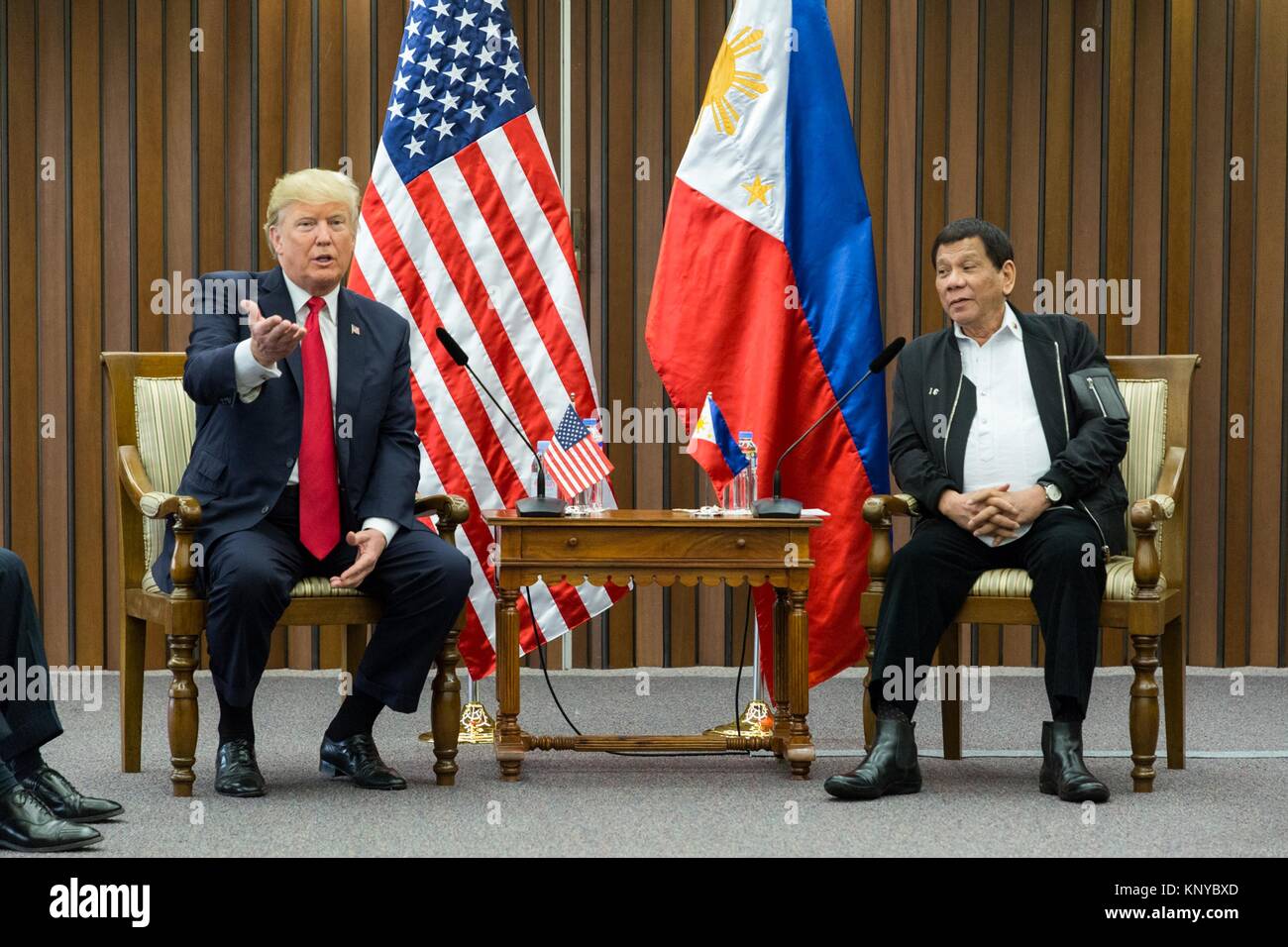 U.S. President Donald Trump, left, during a bilateral meeting with ...