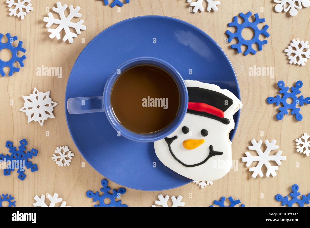 a top view of a saucer with coffee and biscuit Stock Photo - Alamy