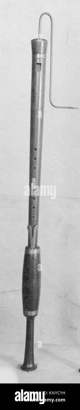 A historic bass recorder in the key of D, preserved in a museum ...