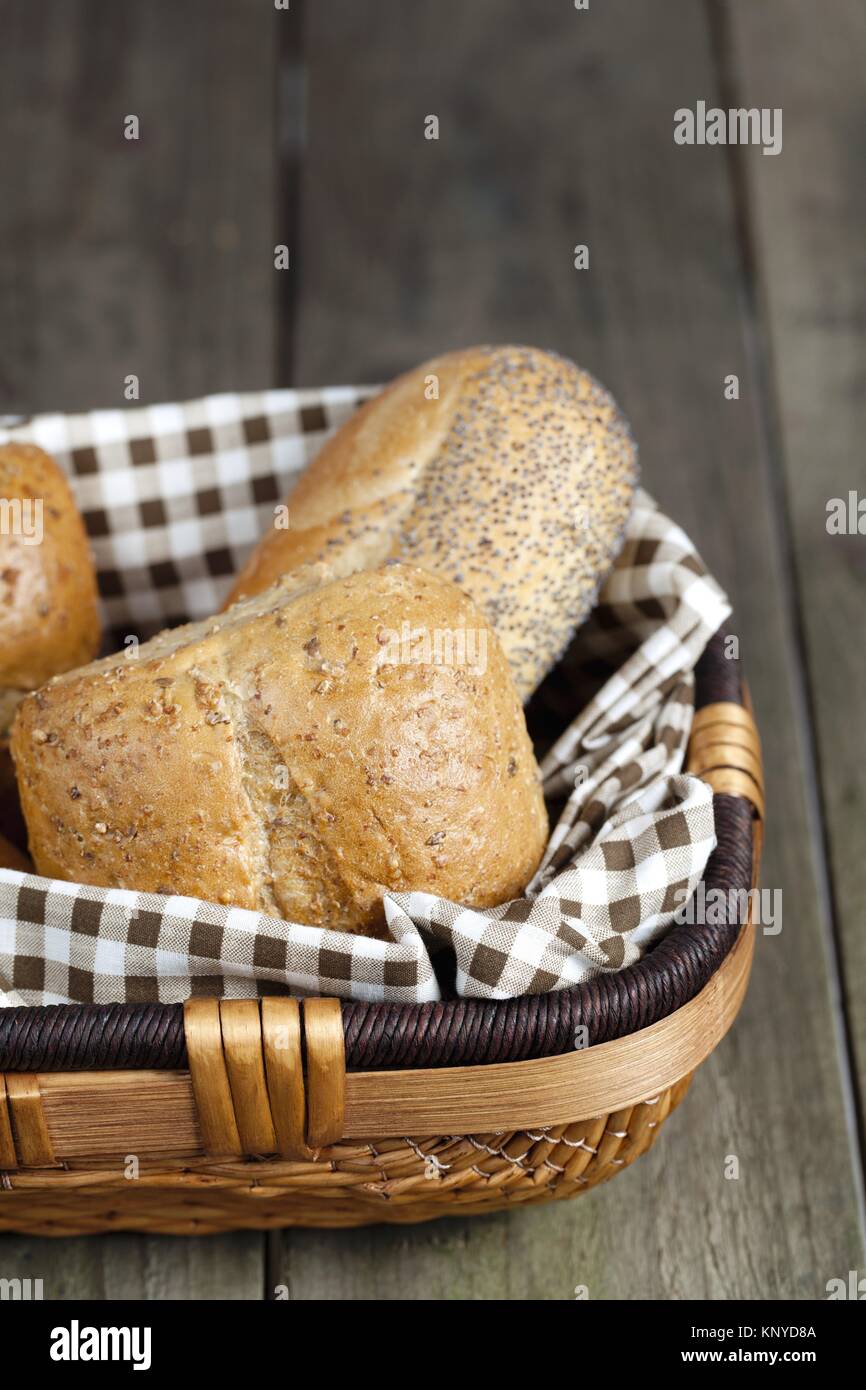 assorted bread in basket Stock Photo - Alamy