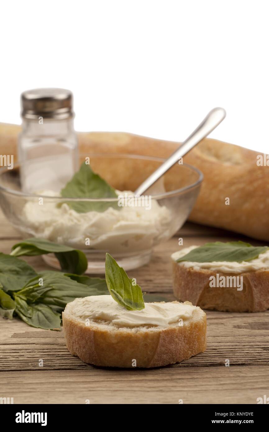 baguette slice with butter spread Stock Photo - Alamy