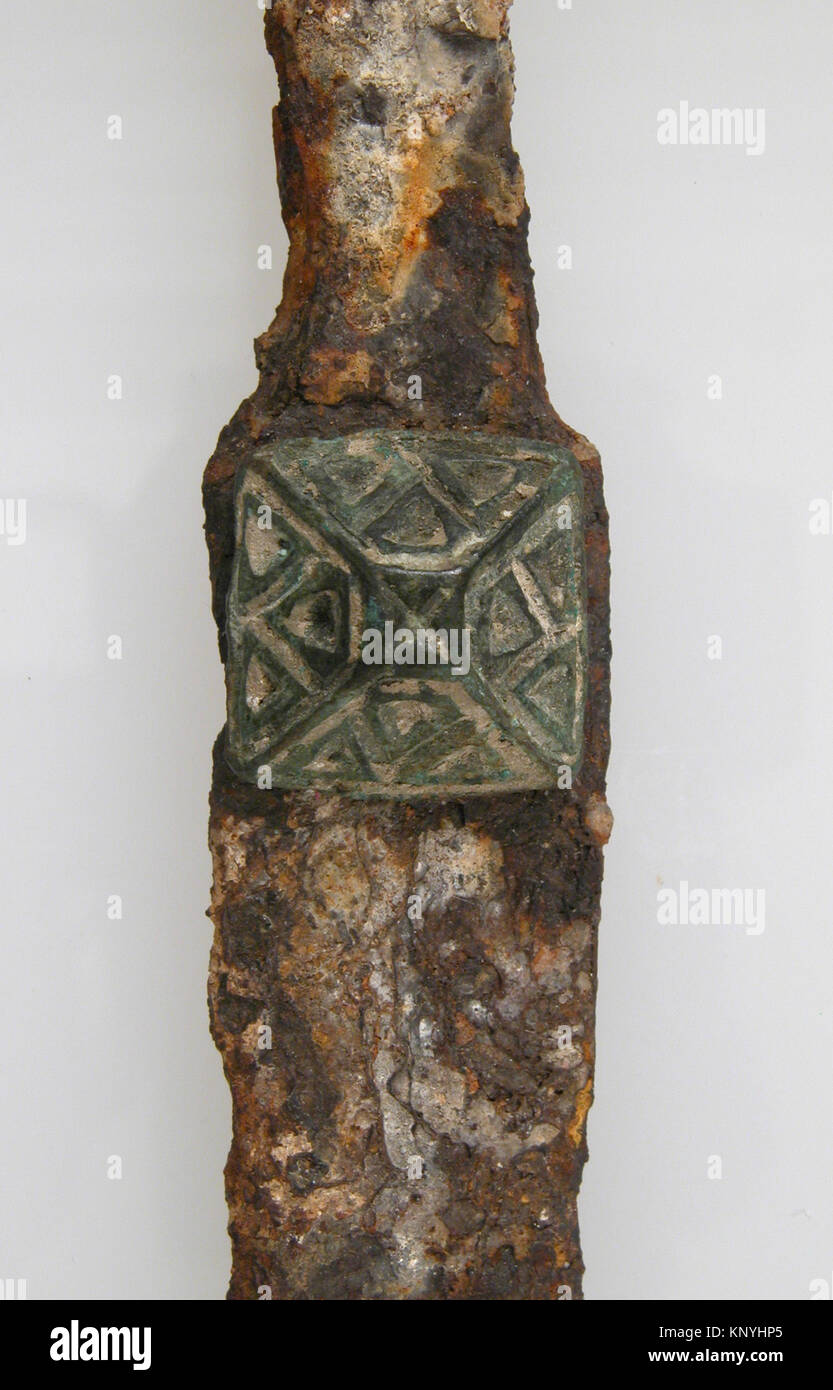 Late Roman 3rd-century dagger made from iron, copper alloy, and silver ...