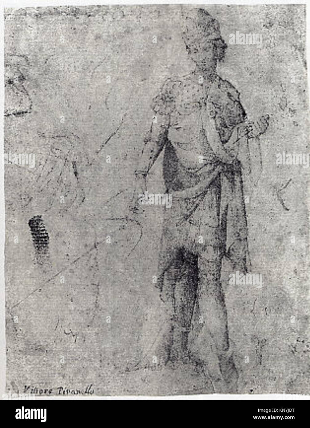 A young man depicted in full armor facing forward. The illustration ...