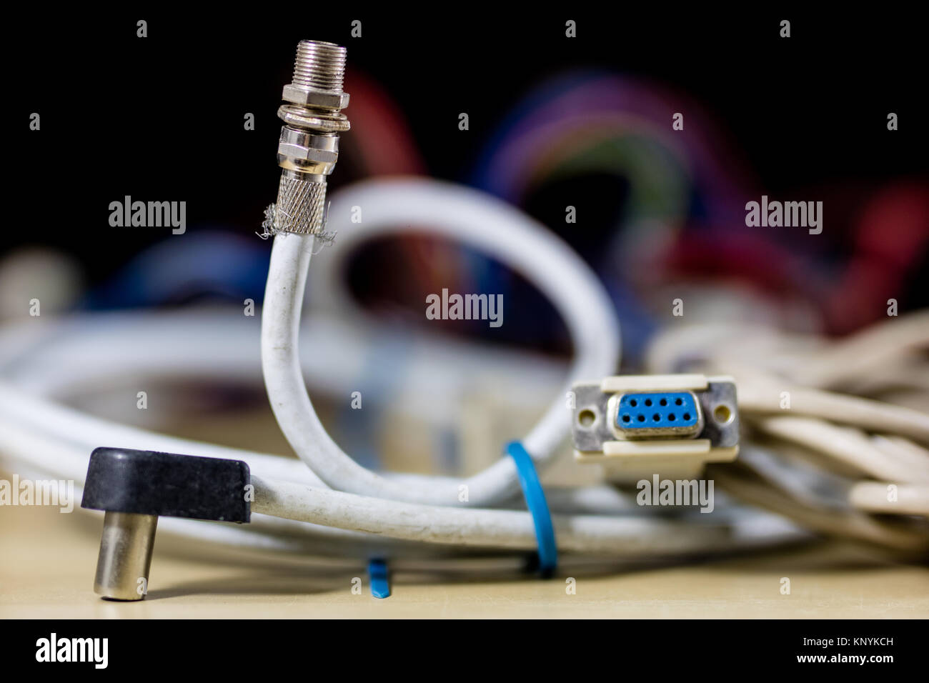 old computer wires. Cables lpt, com1 and com2 for desktop and laptop ...
