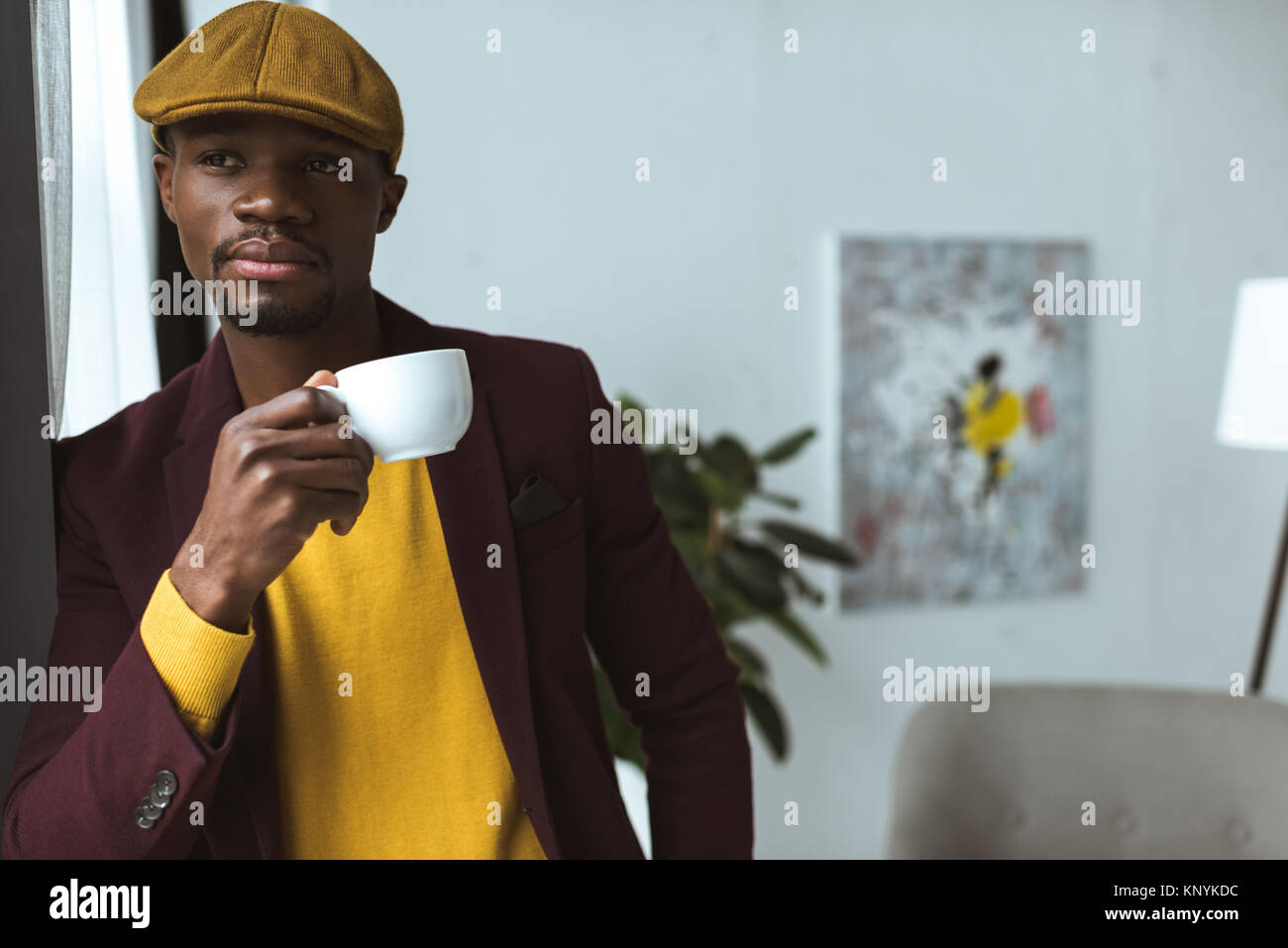 african american man with coffee Stock Photo - Alamy
