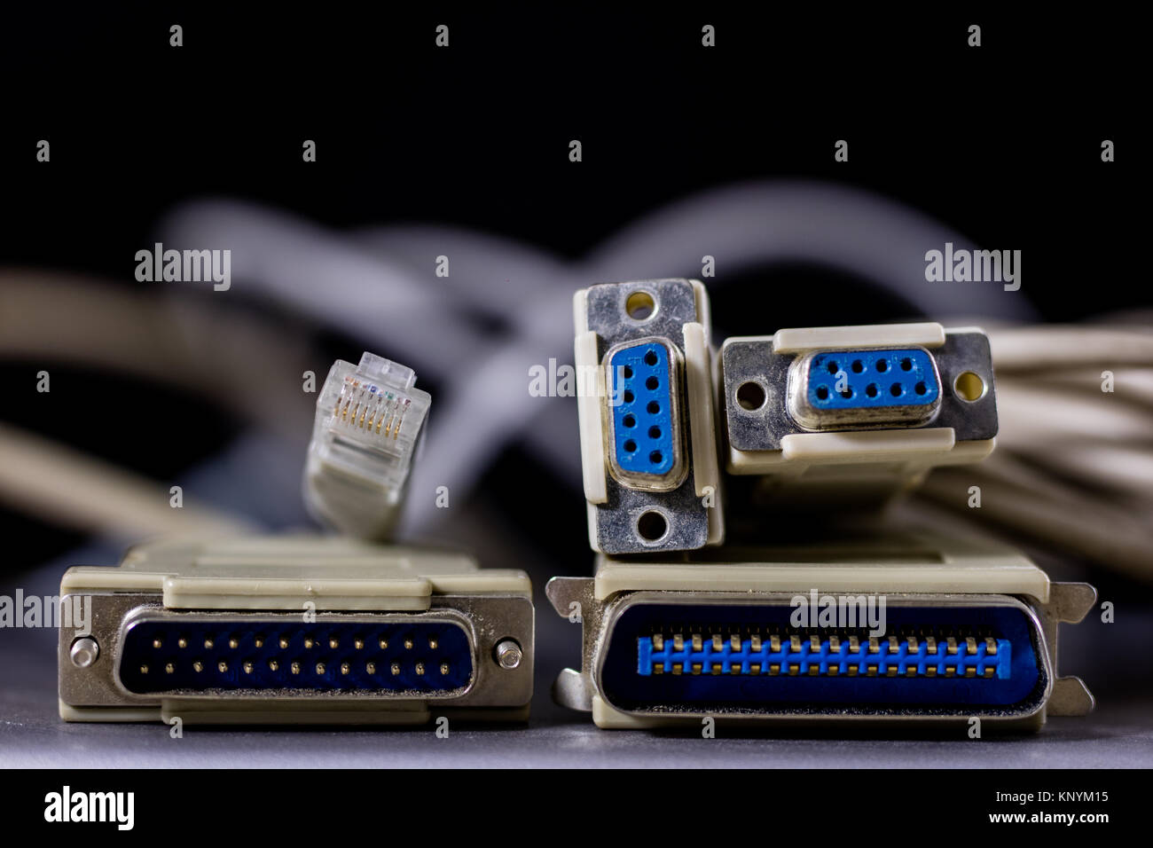 old computer wires. Cables lpt, com1 and com2 for desktop and laptop ...