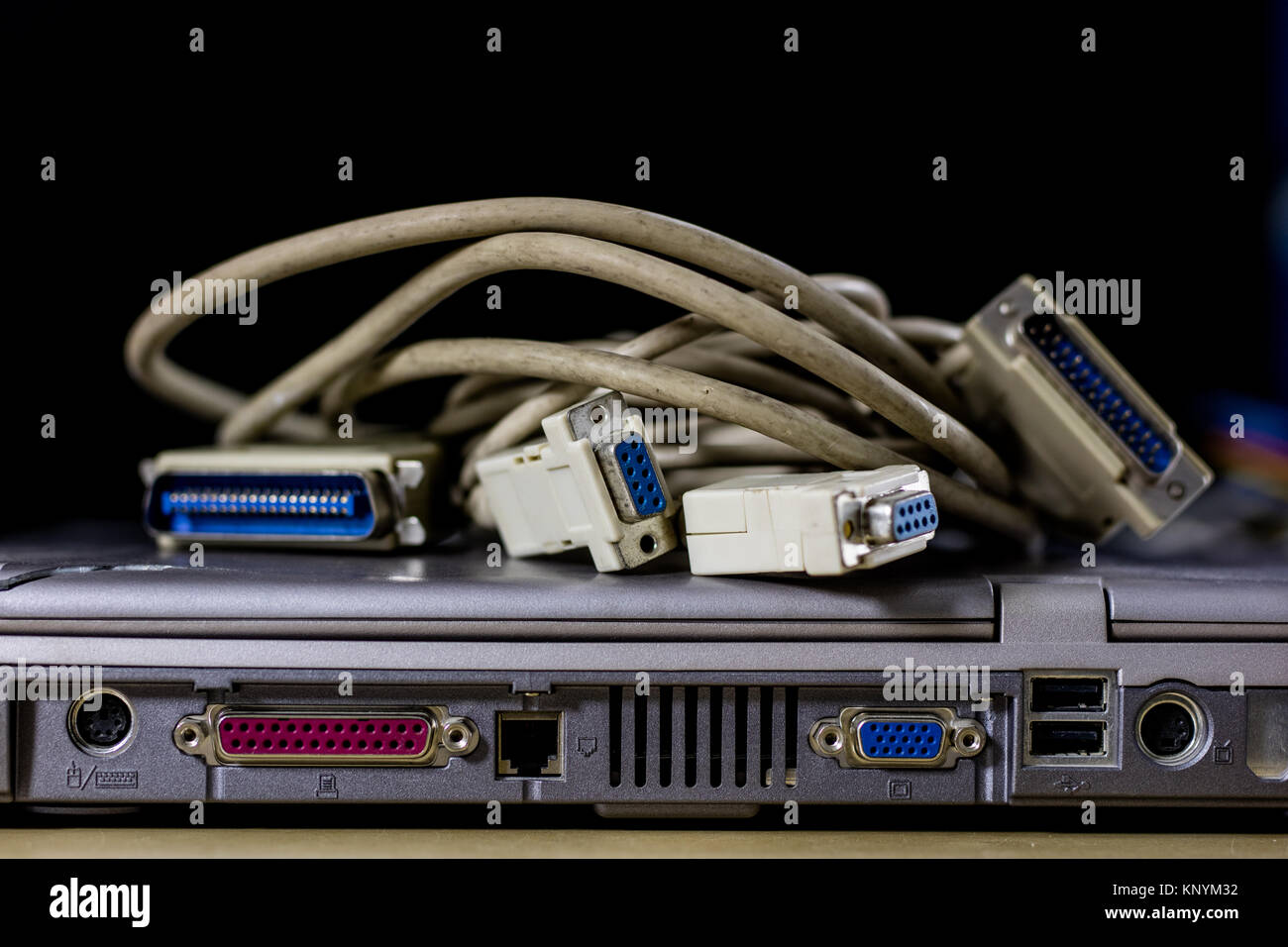 old computer wires. Cables lpt, com1 and com2 for desktop and laptop ...