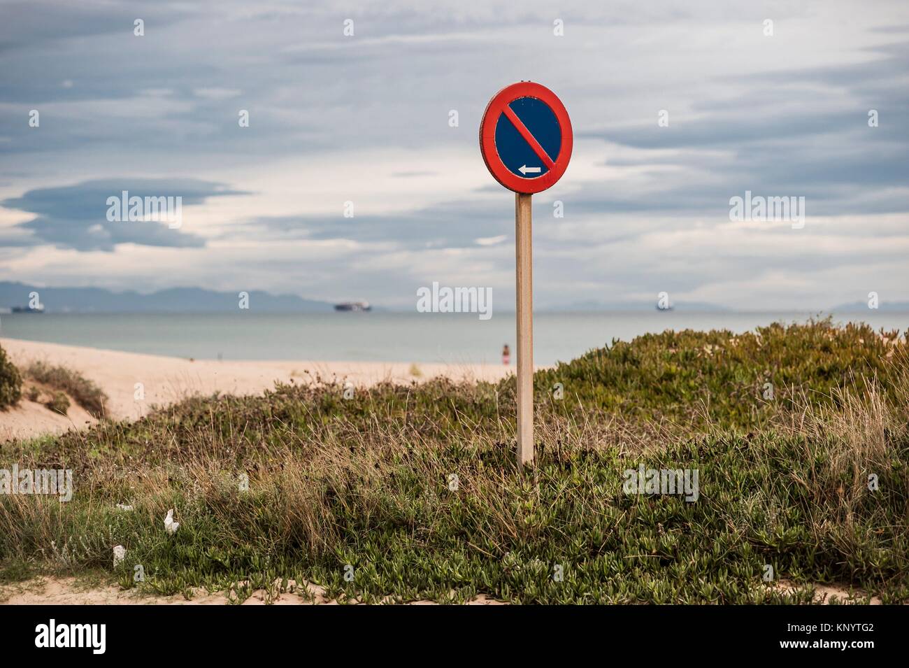 No parking sign on the lawn, Valencia, Spain Stock Photo - Alamy