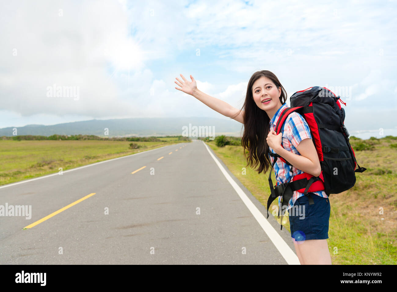 Girl hitchhiking hi-res stock photography and images - Alamy