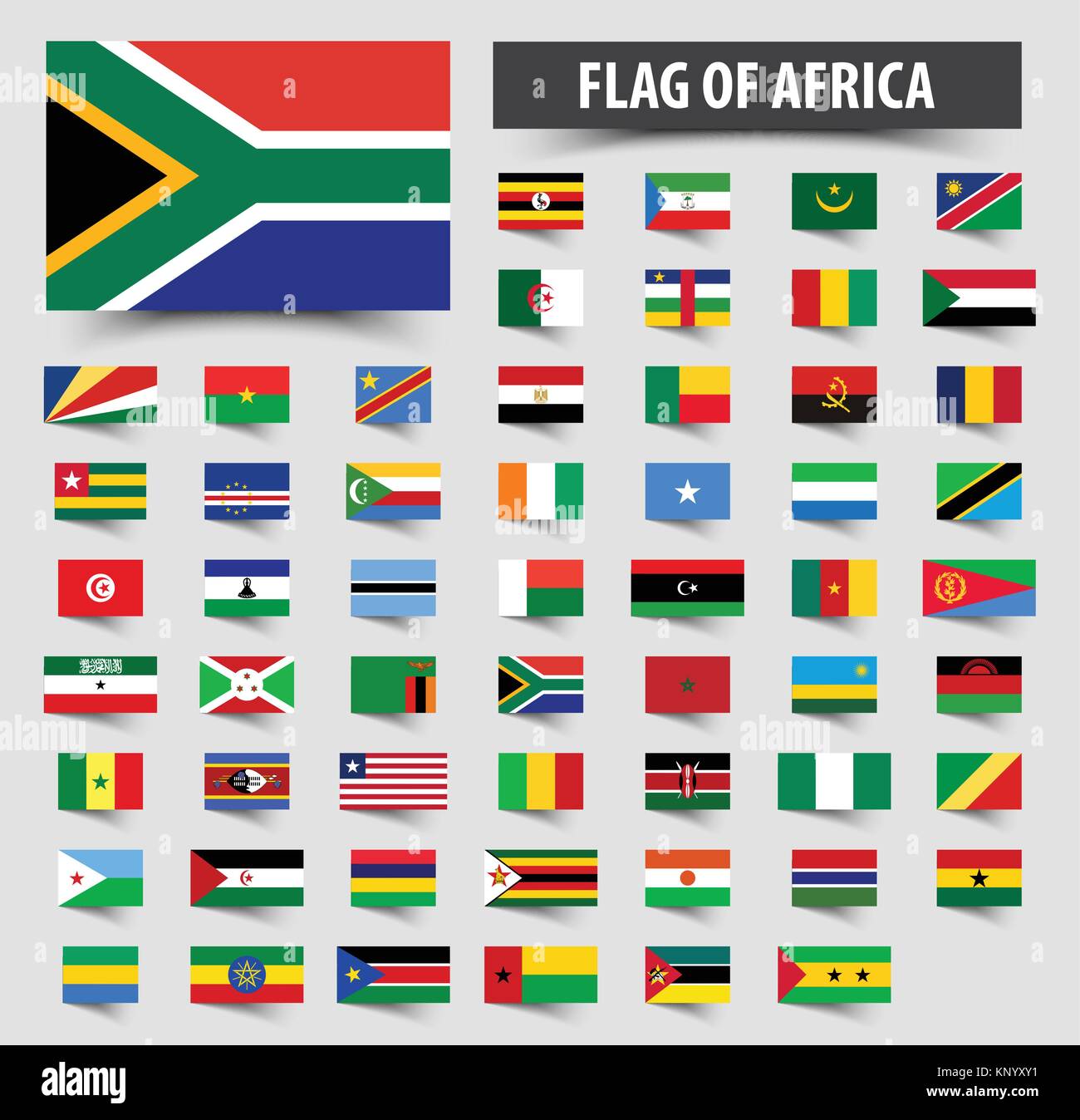 Set of official flags of Africa . Floating flag design Stock Vector ...