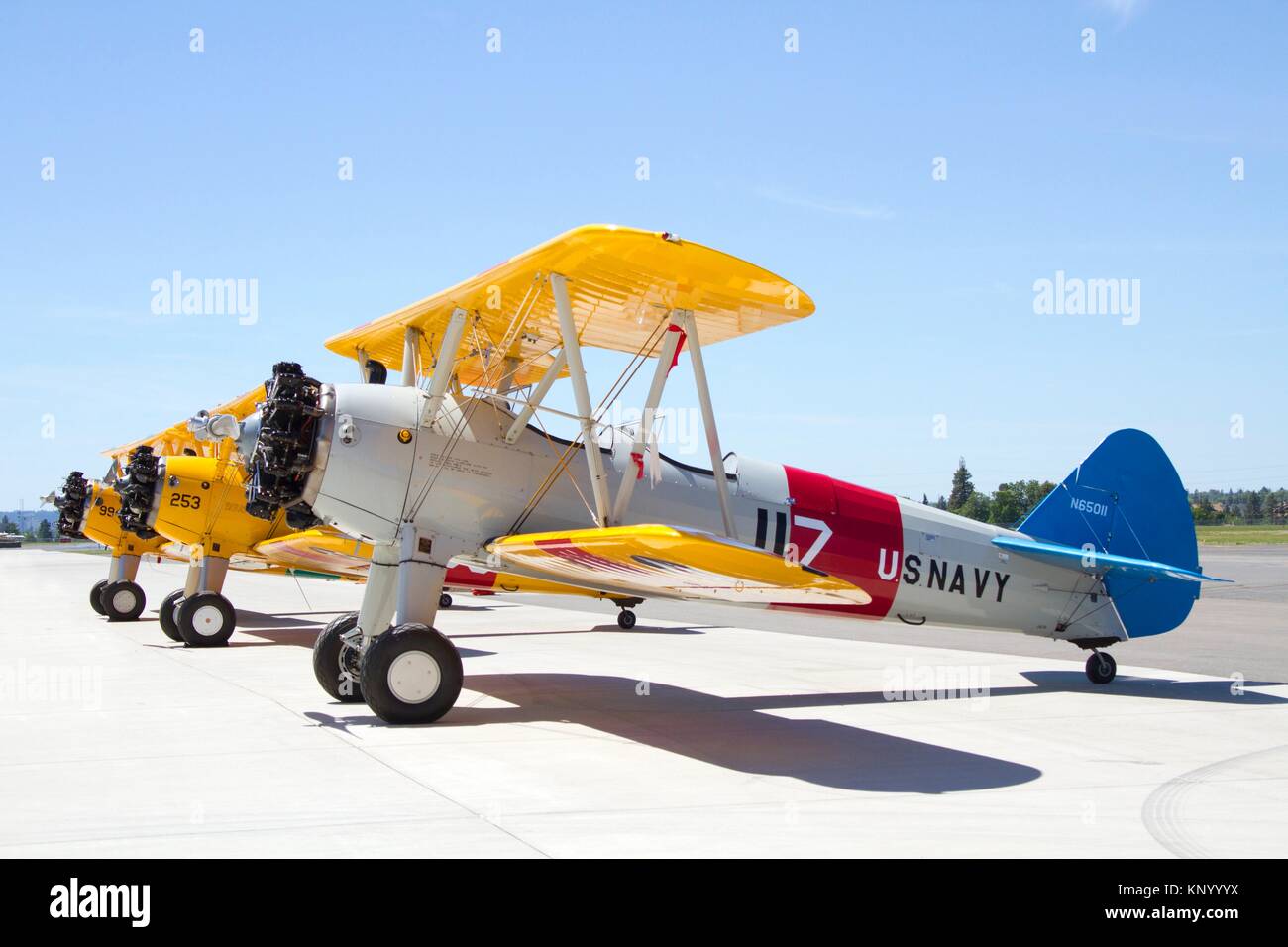 Stearman Biplane Airplane Yellow High Resolution Stock Photography and ...