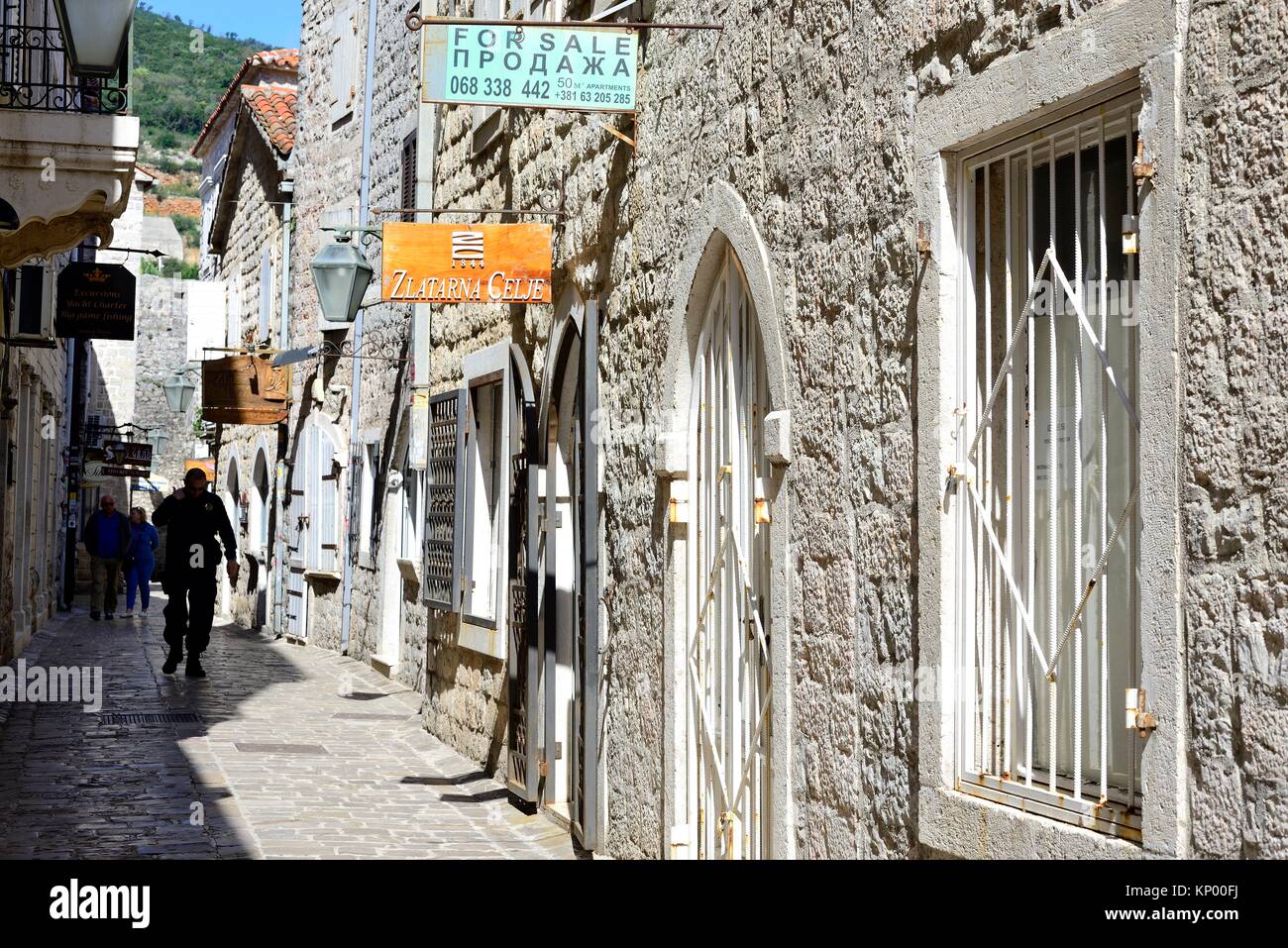 Street in Old town ""Stari Grad"" of Budva, Montenegro Stock Photo - Alamy