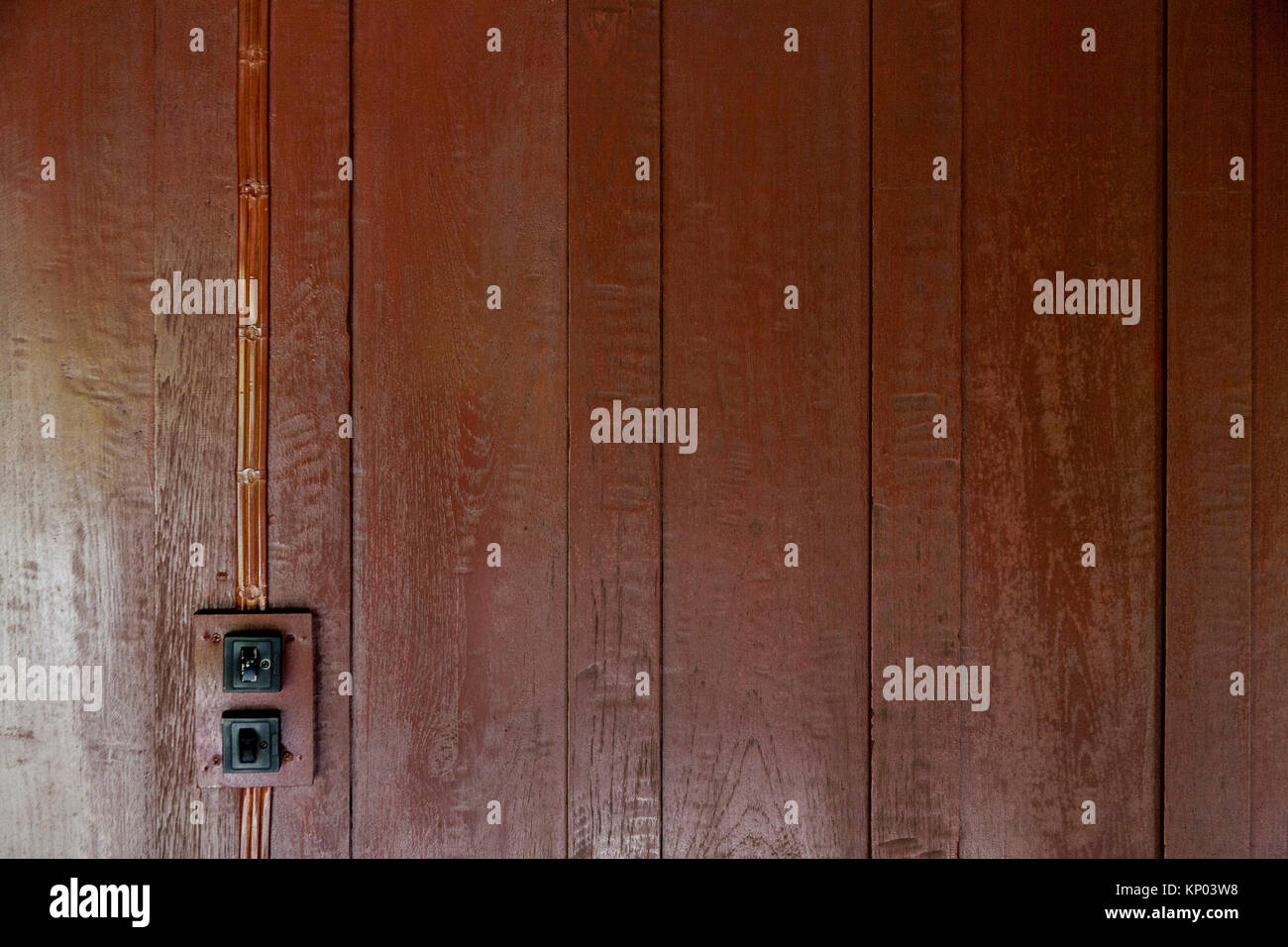 Brown Wood panel wall texture and old switch lights Stock Photo - Alamy
