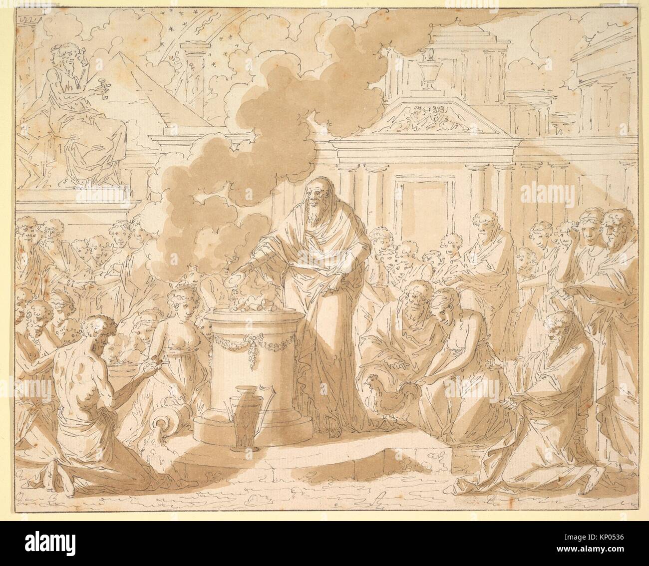 Classical Scene with Figures Gathered around a Sacrificial Altar ...