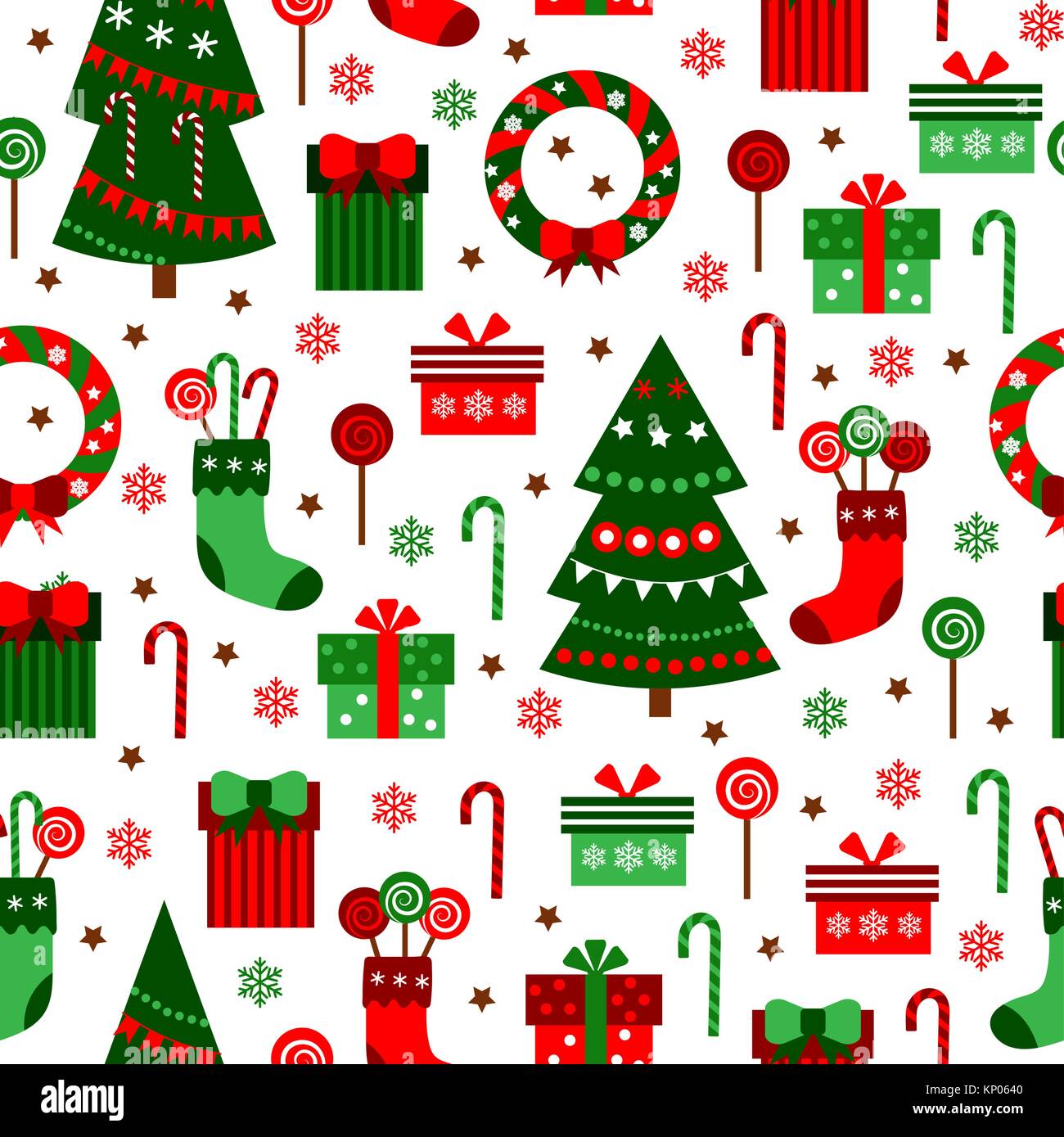 New Year Green Tile Pattern. Merry Christmas Flat Design Vector ...